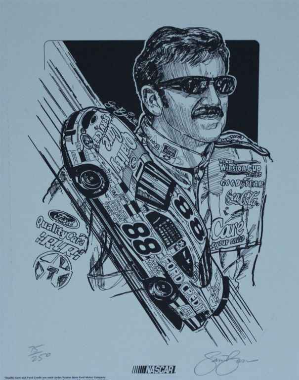 Dale Jarrett Set Of 3 Numbered Lithograph's Prints One Autographed by ...
