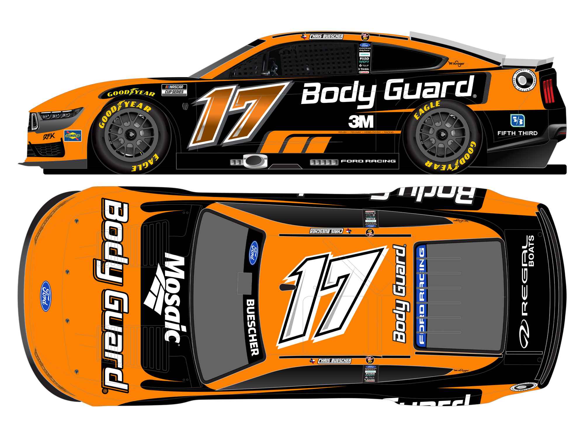 Chris Buescher 2026 Body Guard Tribute 1:24 Elite Nascar Diecast