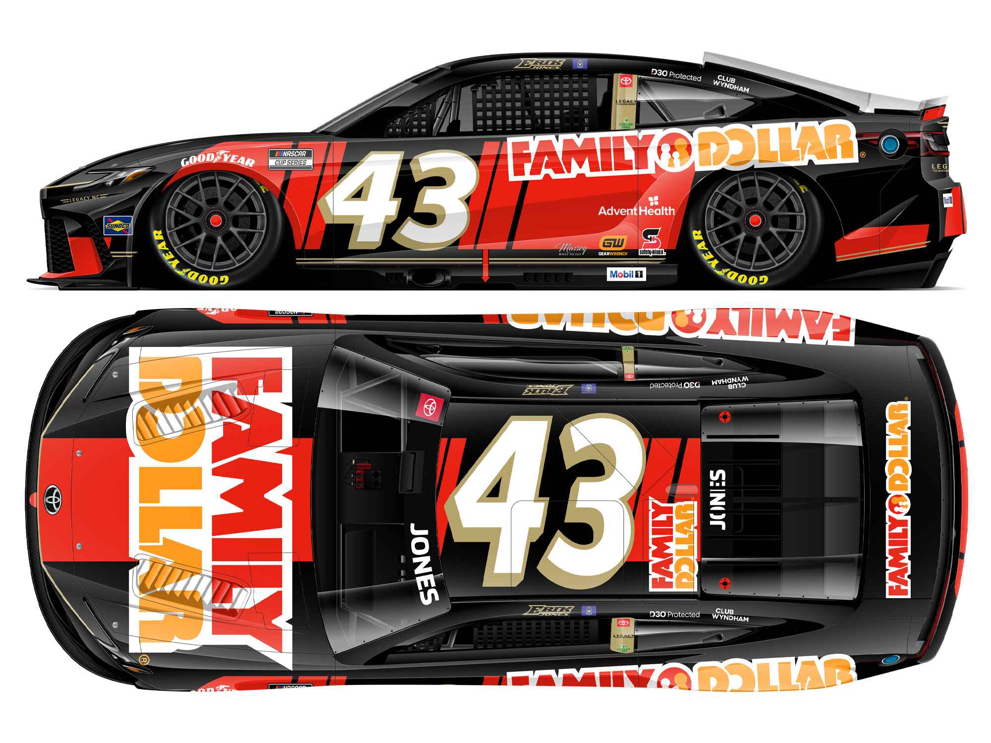 Erik Jones 2025 Family Dollar 1:24 Color Chrome Nascar Diecast