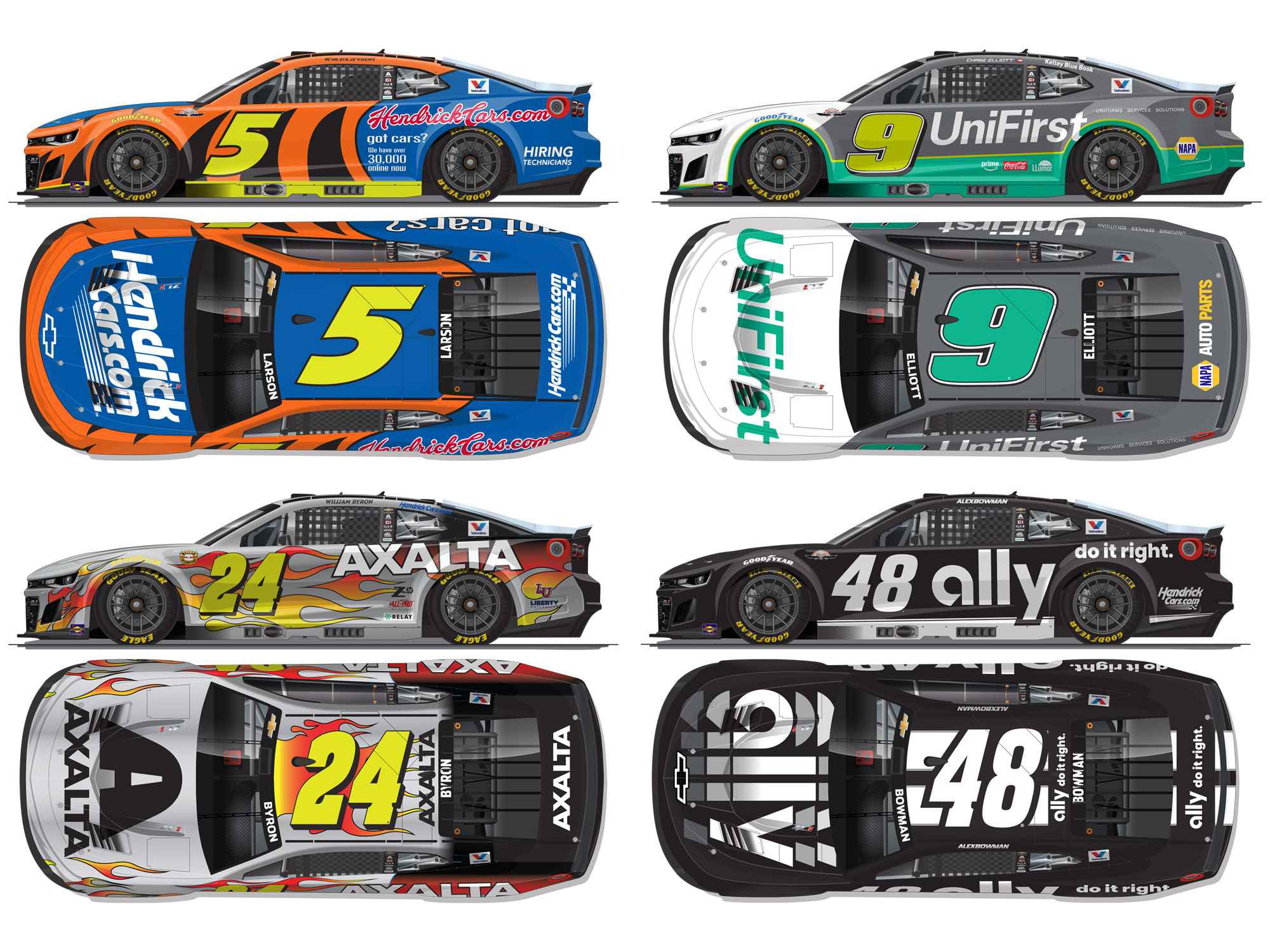 Hendrick Motorsports 2025 Darlington Throwback 4 Pack 1:64 Nascar Diecast